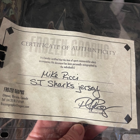 CCM | Other | Signed Mike Ricci San Jose Sharks Jersey With Paperwork ...